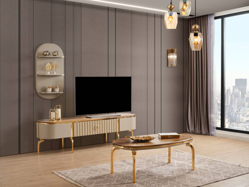 Sinyor Ekru TV Ünitesi – Mert Mobilya